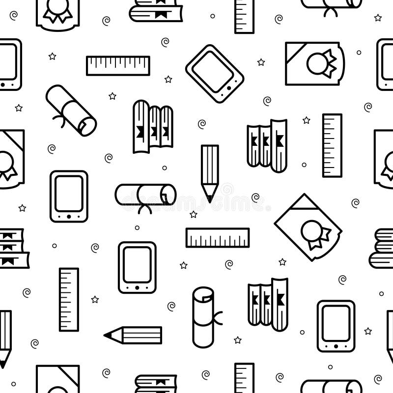 Seamless Pattern Abstract Doodle Elements Collection College School ...