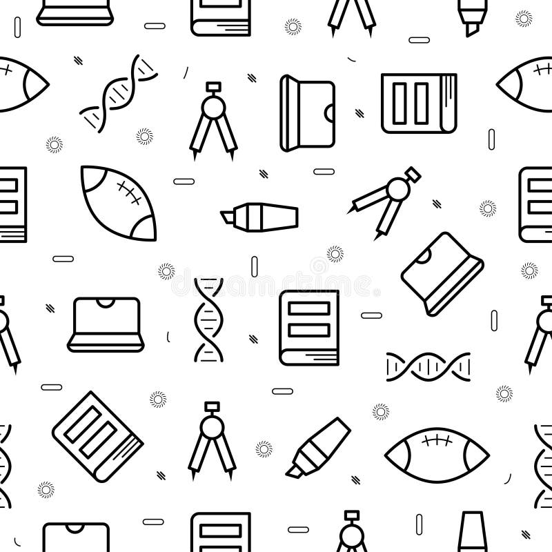 Seamless Pattern Abstract Doodle Elements Collection College School ...
