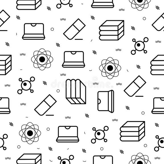 Seamless Pattern Abstract Doodle Elements Collection College School ...