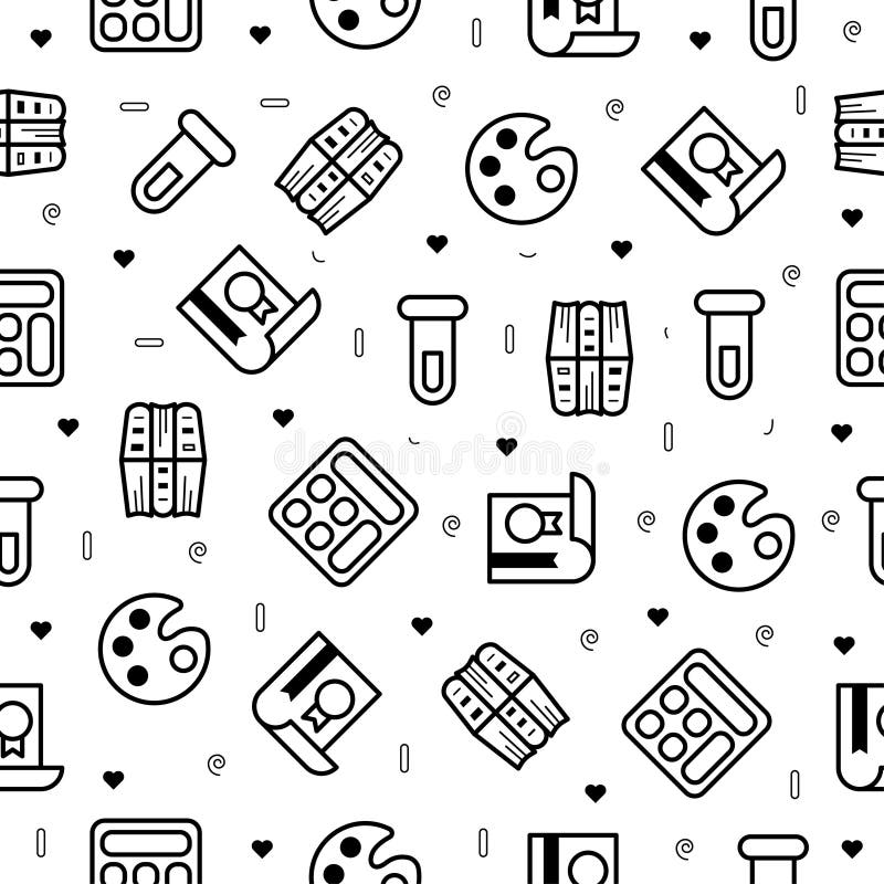 Seamless Pattern Abstract Doodle Elements Collection College School ...
