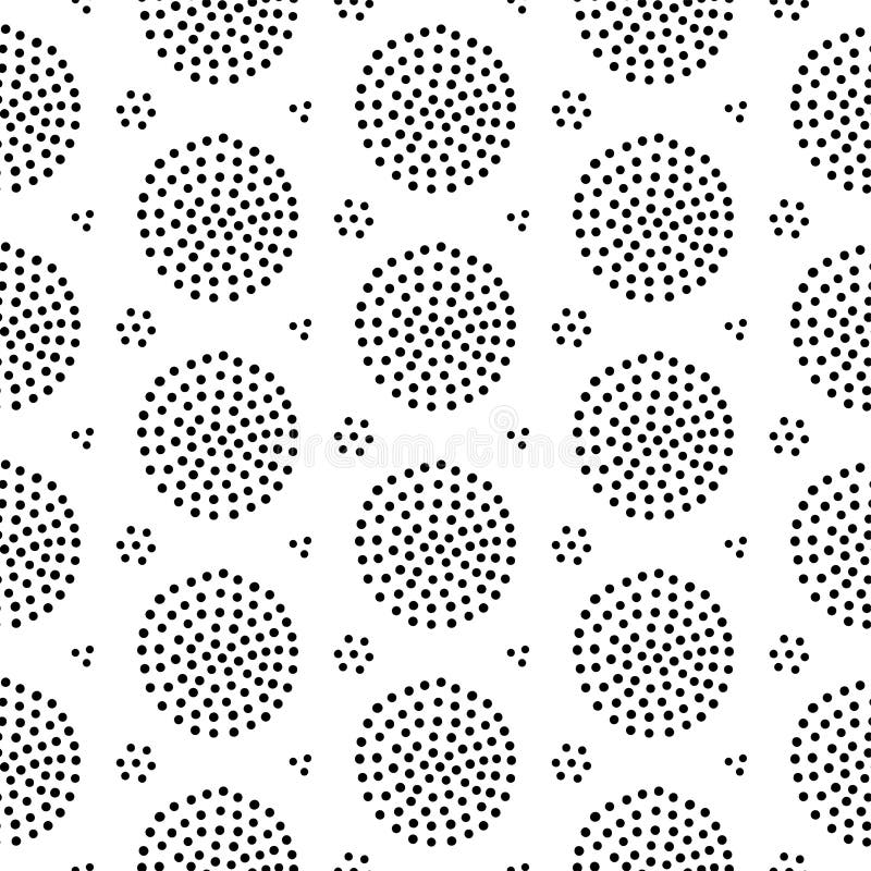 Seamless Pattern with Abstract Dotted Circles. Hand Drawn Vector ...