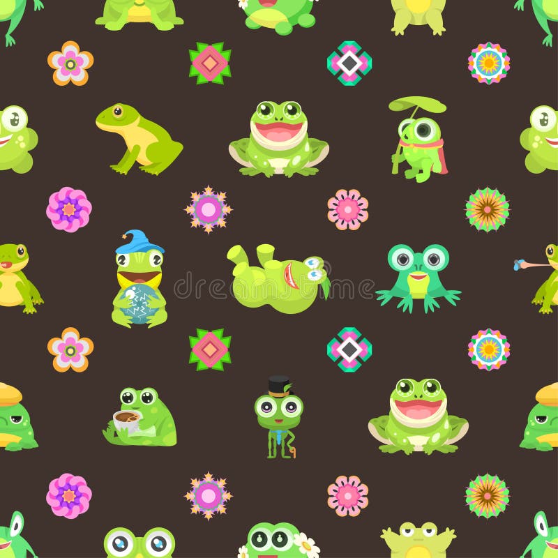 Seamless Pattern Abstract Elements Animal Frog Vector Texture for ...