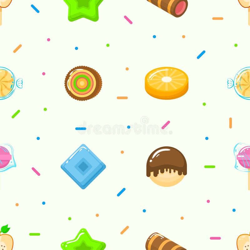 Seamless Pattern Abstract Elements Different Sweets Food Lollipops ...