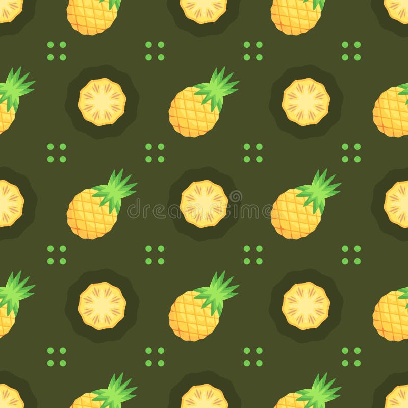 Seamless Pattern Abstract Elements Fruits Food Pineapple Vector Design Background Stock ...