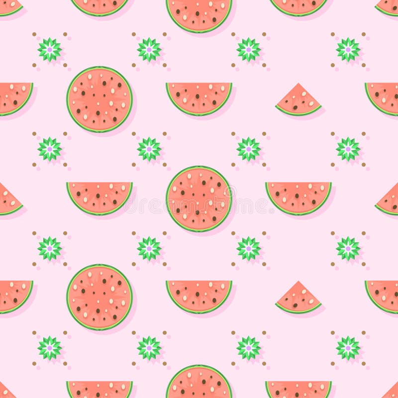 Seamless Pattern Abstract Elements Fruits Food Watermelon Vector Design ...