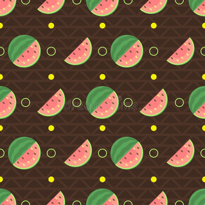 Seamless Pattern Abstract Elements Fruits Food Watermelon Vector Design ...