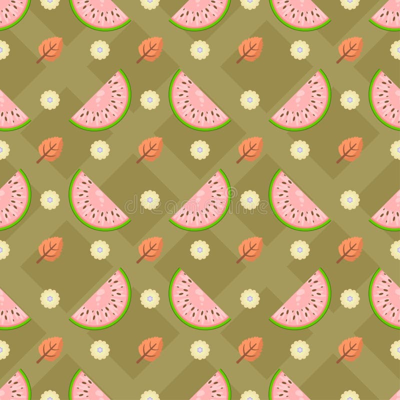 Seamless Pattern Abstract Elements Fruits Food Watermelon Vector Design ...