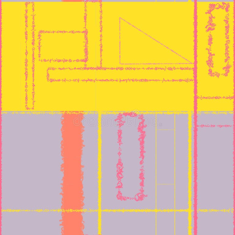 Seamless Pattern of Abstract Elements in Yellow, Pink and Gray Shades ...