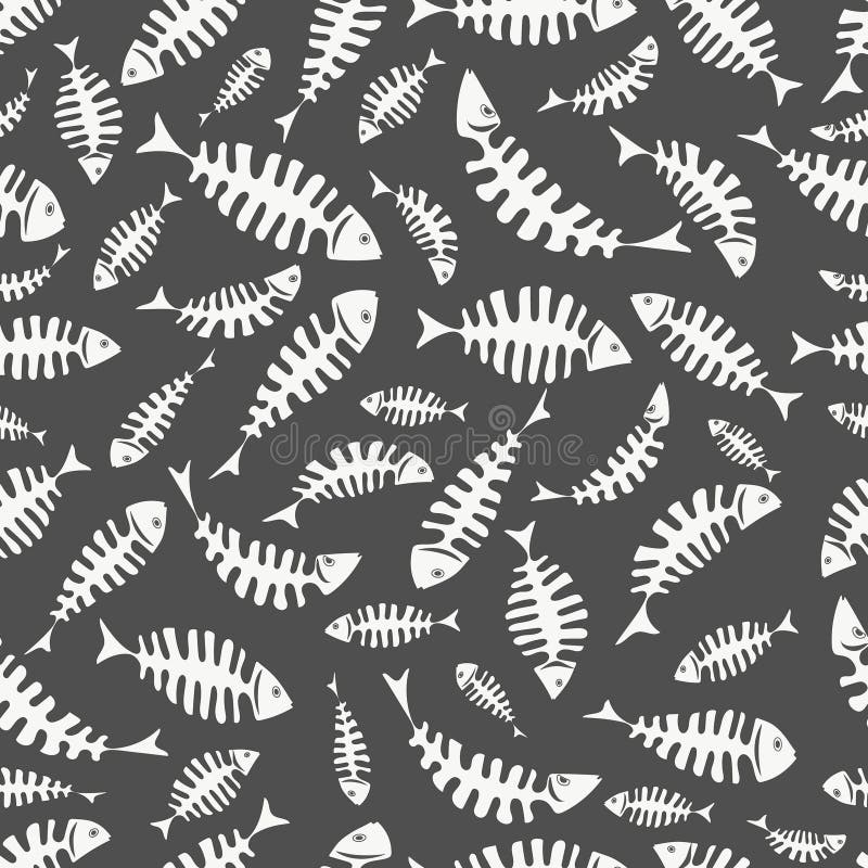 Seamless Pattern with Abstract Fish Skeletons Stock Vector ...