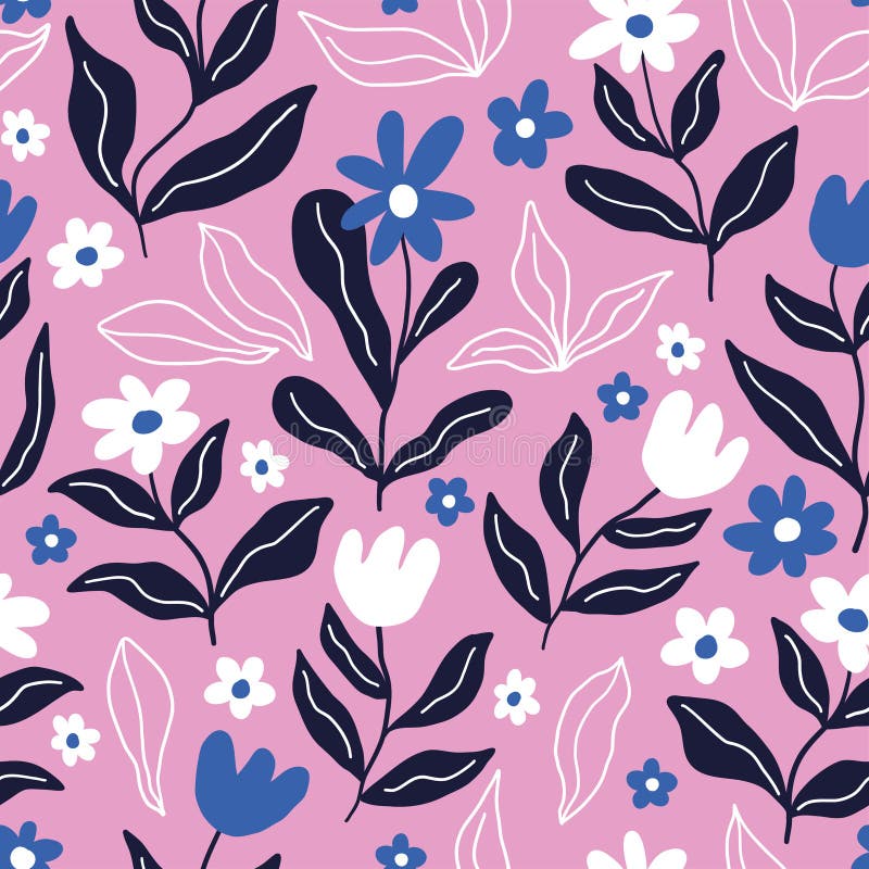 Seamless Pattern with Abstract Flowers. Creative Floral Surface Design ...