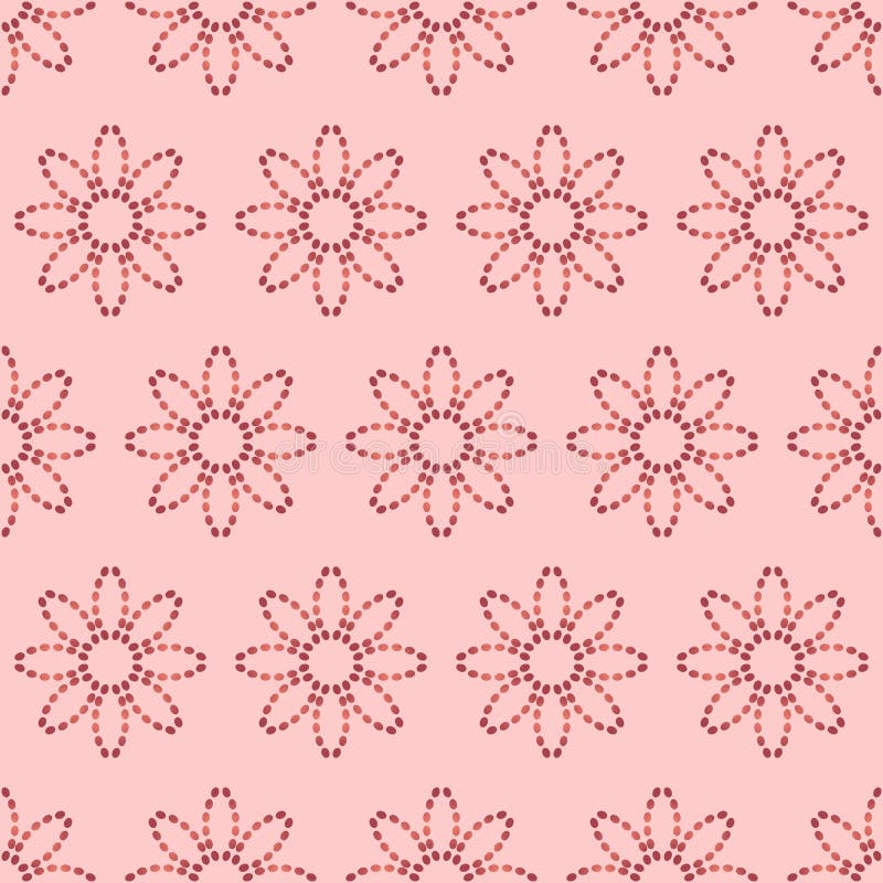 Seamless Pattern with Abstract Flowers of Dotted Lines. Vector ...