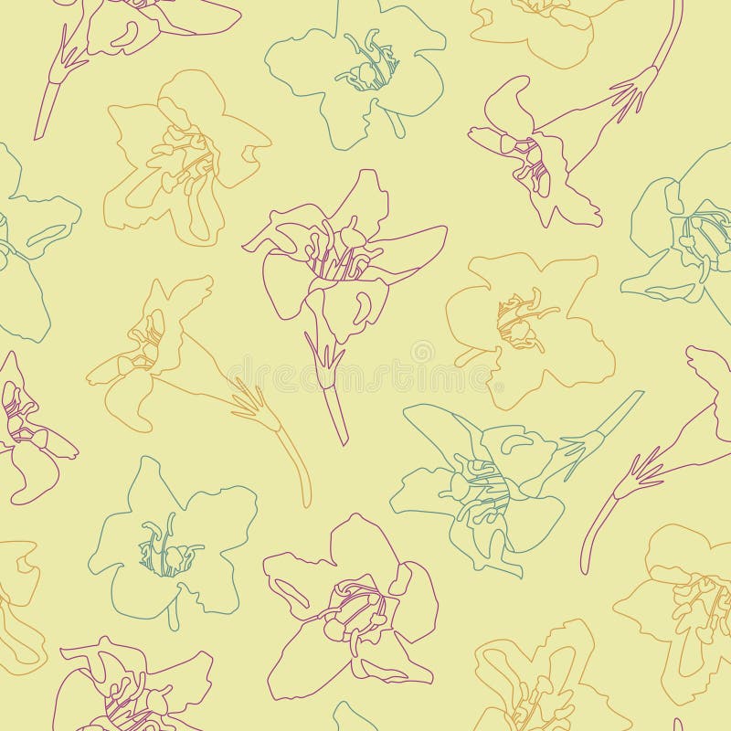 Seamless Pattern of Abstract Flowers and Herbs on a Light Background ...
