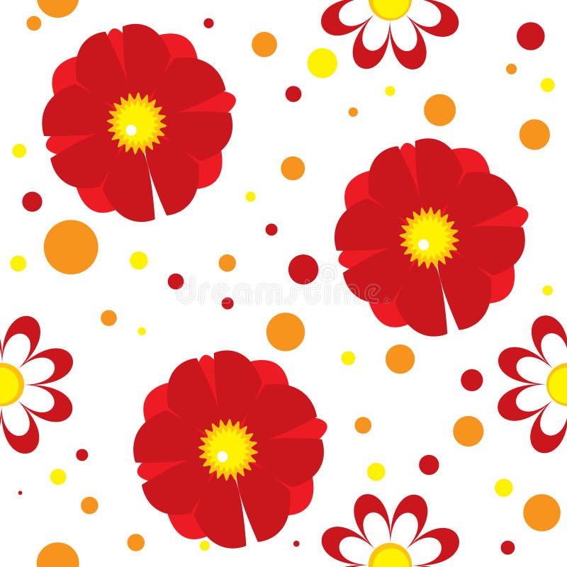 Seamless Pattern with Abstract Flowers and Spots Stock Vector ...