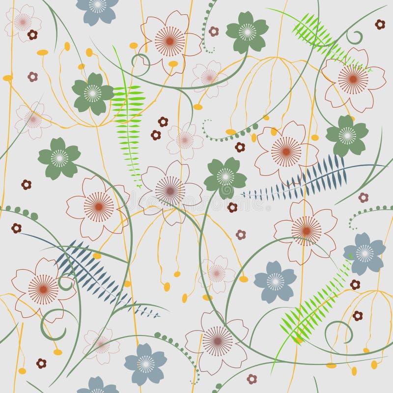 Seamless Pattern with Abstract Flowers - Vector Illustration Stock ...