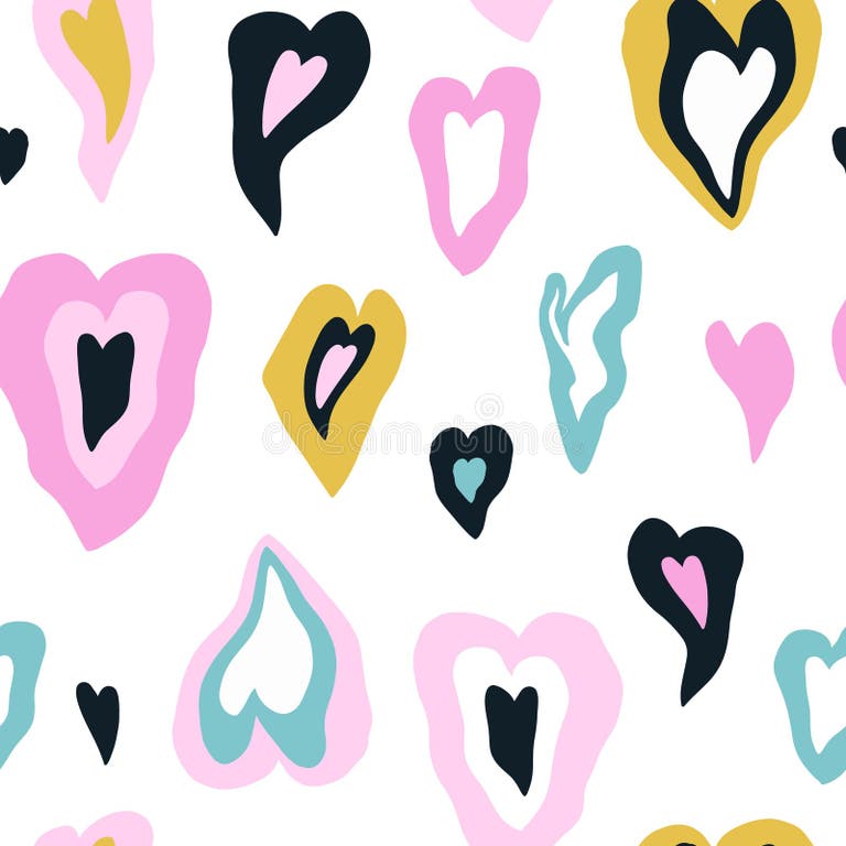 Seamless Pattern with Abstract Fluid Hearts. Creative Colorful Hearts ...