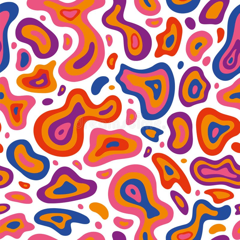 Seamless Pattern with Abstract Fluid Shapes, Cartoon Style. Wavy Lines ...
