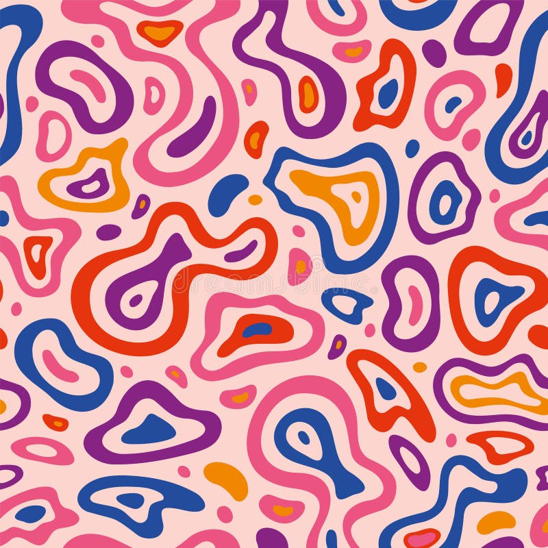 Seamless Pattern with Abstract Fluid Shapes, Cartoon Style. Wavy Lines, Organic Forms Stock ...