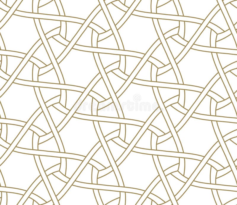 Seamless Pattern with Abstract Geometric Line Texture, Gold on White ...