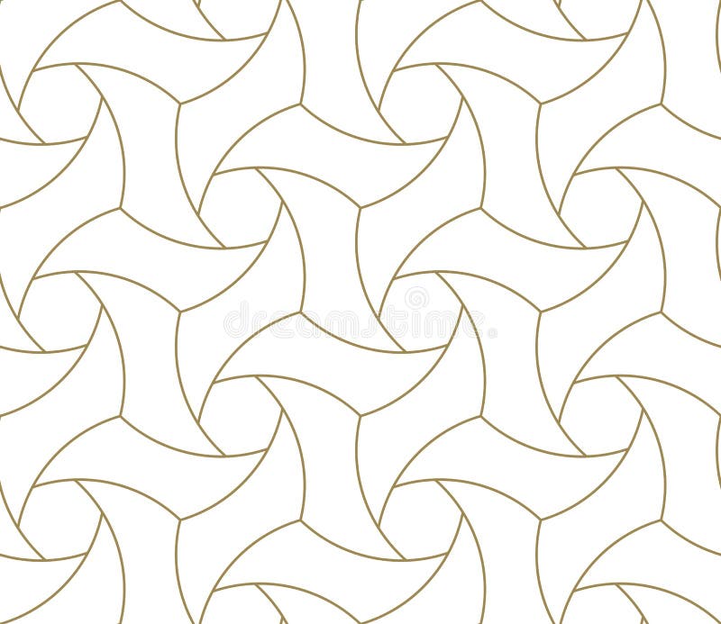 Seamless Pattern with Abstract Geometric Line Texture, Gold on White ...