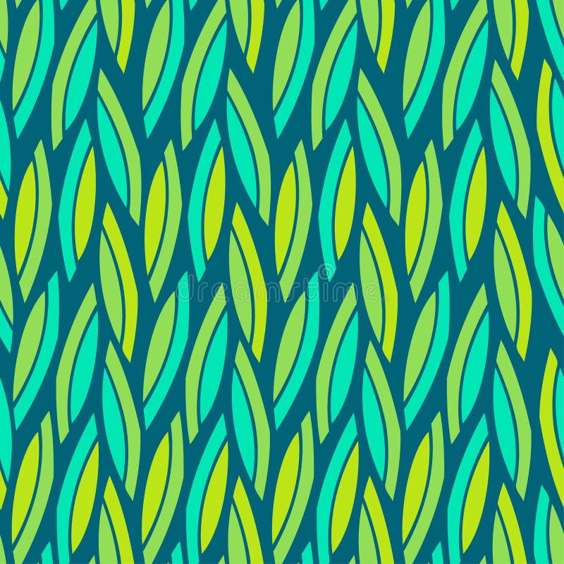 Seamless Pattern with Abstract Geometric Oval Triangular Leaf Shapes on ...