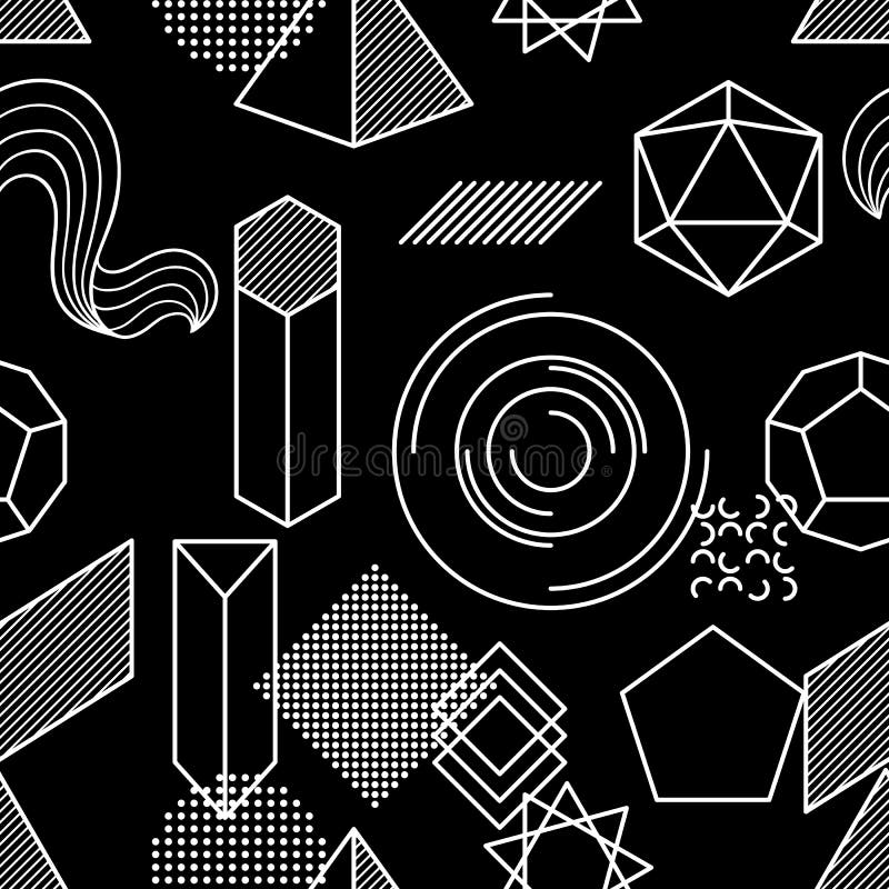 Seamless Pattern with Abstract Geometric Shapes. Line Art Background ...
