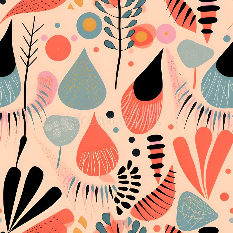 Seamless Pattern with Abstract Hand Drawn Elements. Vector Illustration ...