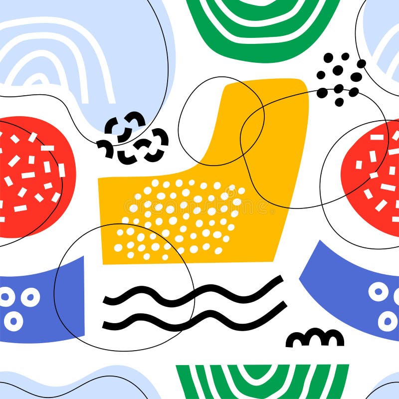 Seamless Pattern with Abstract Hand Drawn Shapes. Collage Style Stock ...