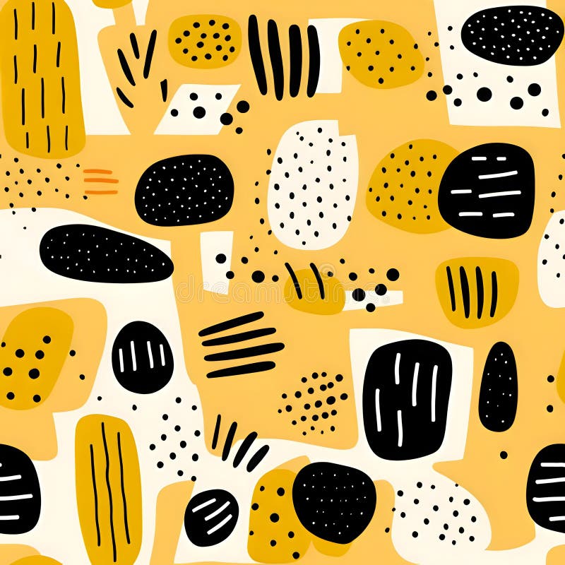 Seamless Pattern with Abstract Hand Drawn Shapes. Vector Illustration ...