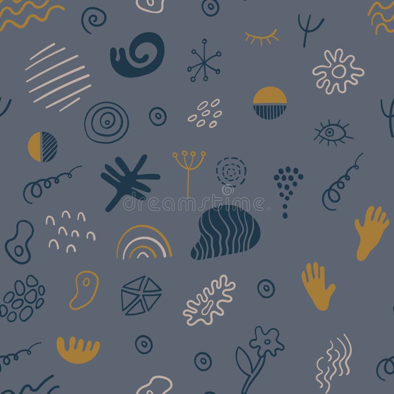 Seamless Pattern with Abstract Hand Drawn Things Stock Vector ...
