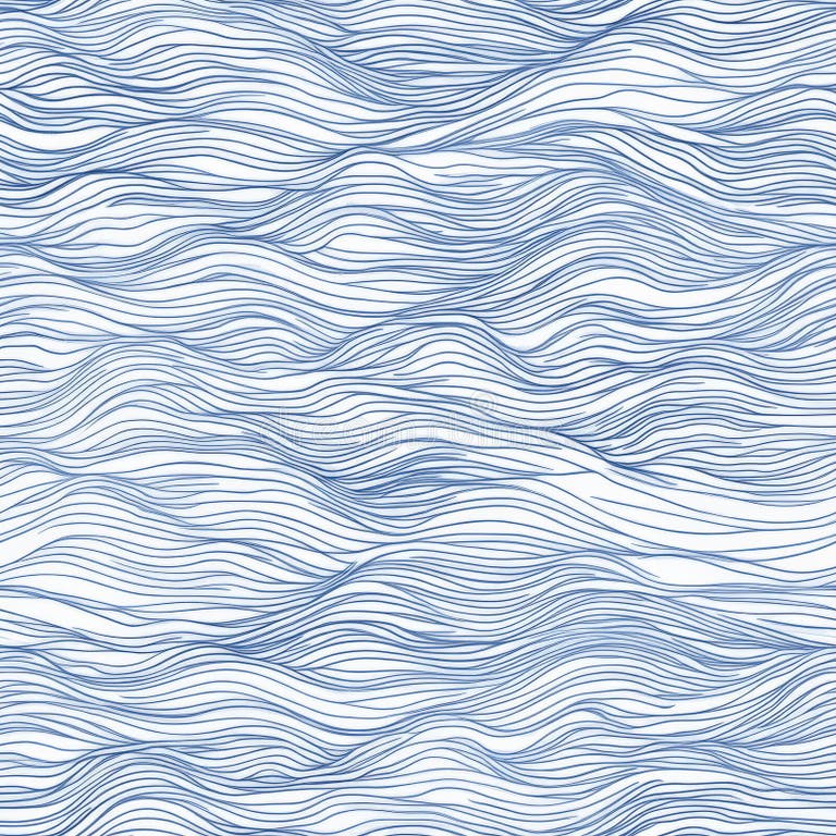 A Seamless Pattern of Abstract Hand-drawn Water Ripples and Wavy Lines ...