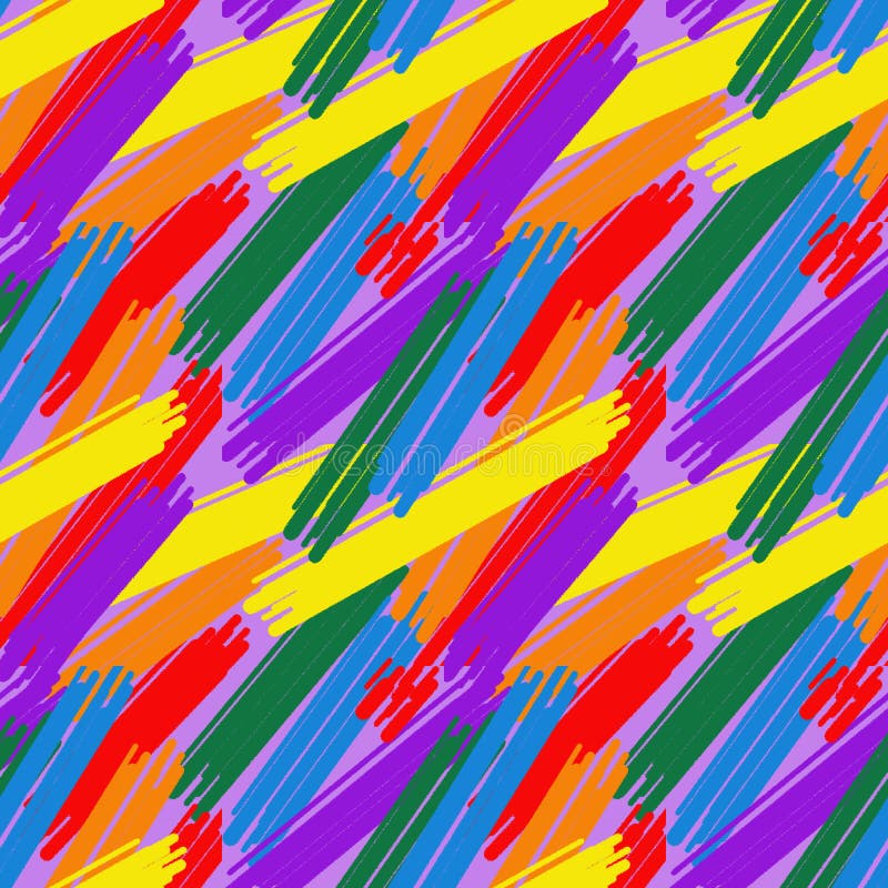 Seamless Pattern Of Abstract Lines In Lgbt Colors On Lilac Background