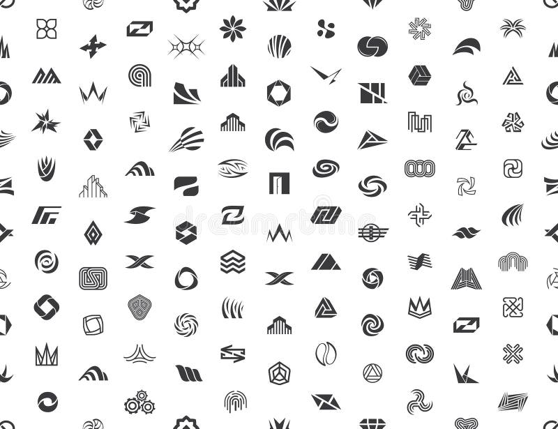 Seamless Pattern With Abstract Logos Stock Vector - Illustration of ...