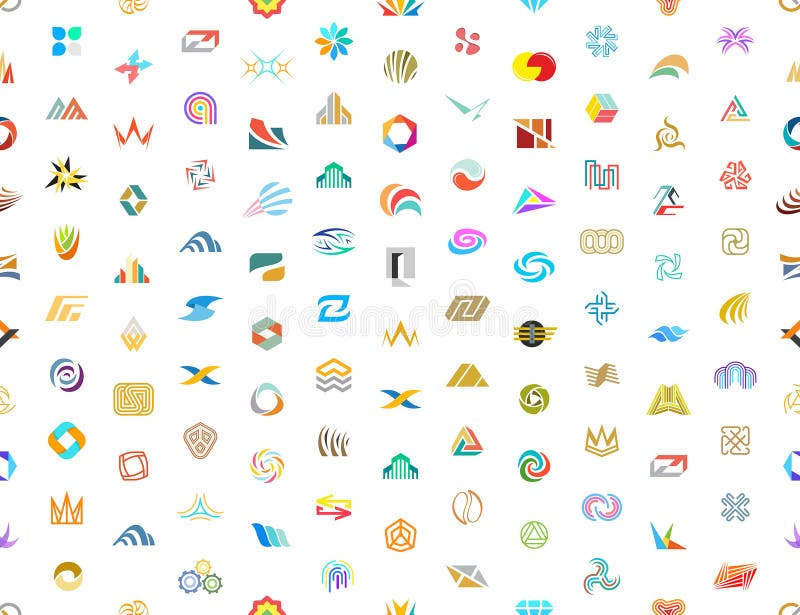 Seamless Pattern with Abstract Logos Stock Vector - Illustration of ...