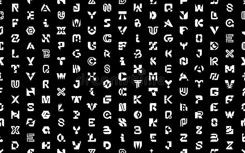 Seamless Pattern with Abstract Logos with Letters Stock Vector ...