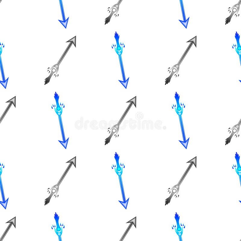 Seamless Pattern with Abstract Magic Arrows on White Background. Wizard ...