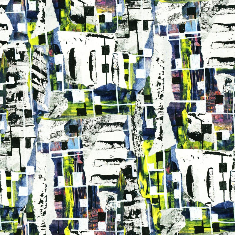 Seamless Pattern with Abstract Pattern. Mixed Media and Collage Stock ...