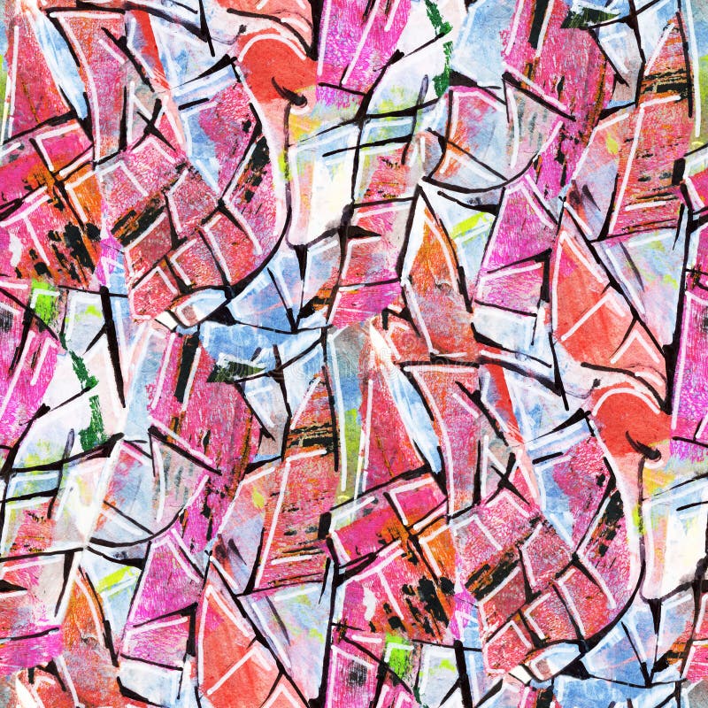 Seamless Pattern with Abstract Pattern. Mixed Media and Collage Stock ...
