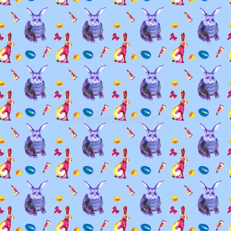 Pink Watercolor Bunny Seamless Pattern Stock Illustrations – 935 Pink ...