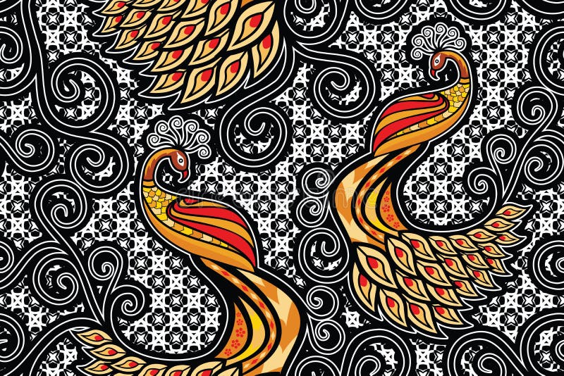 Seamless Pattern with Abstract Peacock Stock Vector - Illustration of ...