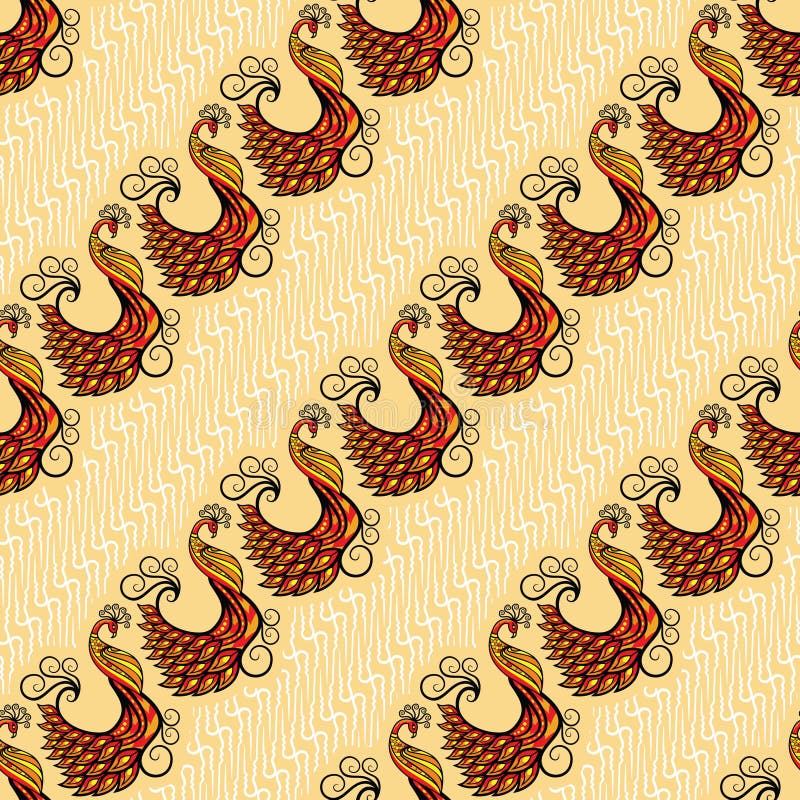 Seamless Pattern with Abstract Peacock Vector Illustration Stock Vector ...