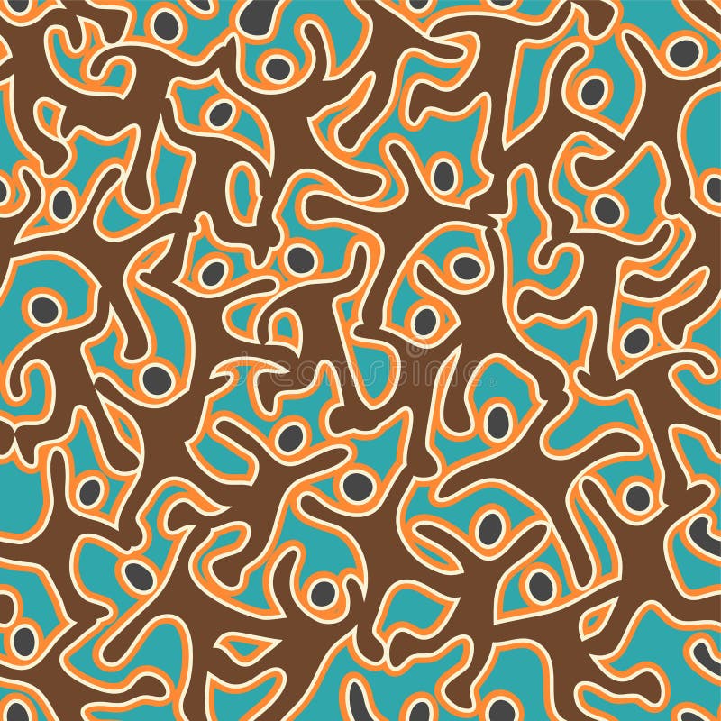 Seamless Pattern of Abstract People Connected To Each Other Stock ...