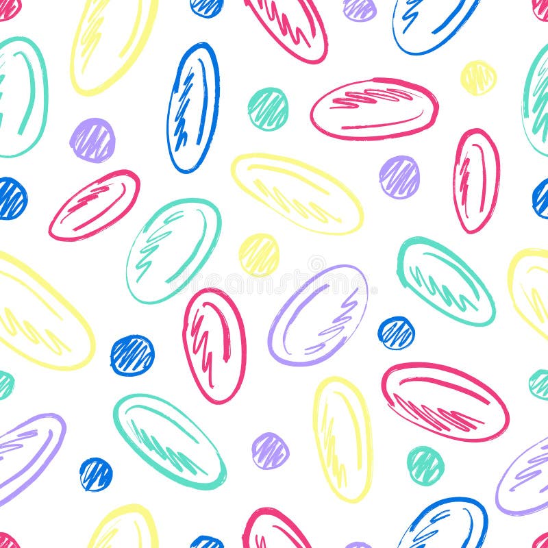 Seamless Pattern with Abstract Round and Oval Figures in Bright Brush ...