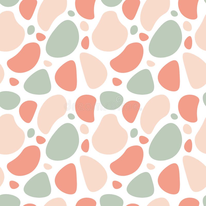 Seamless Pattern with Abstract Spots in Pastel Orange and Green Tones ...