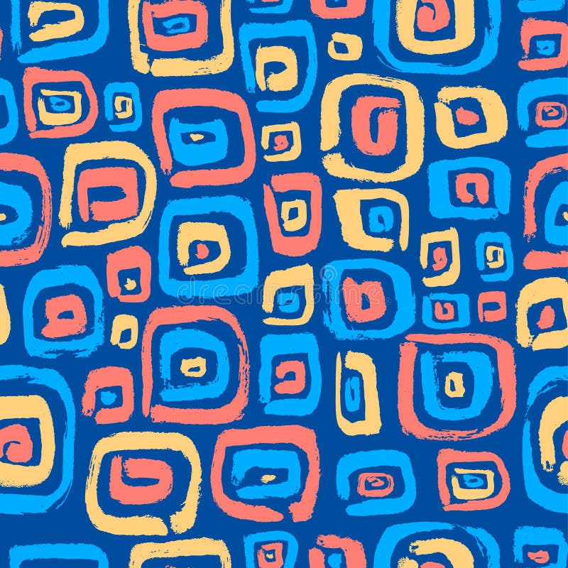 Seamless Pattern with Abstract Square Elements. Hand Drawn Artistic ...