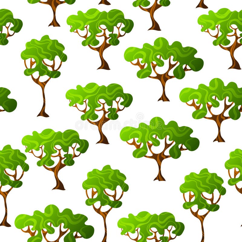 Seamless Pattern with Abstract Stylized Trees. Natural Illustration ...