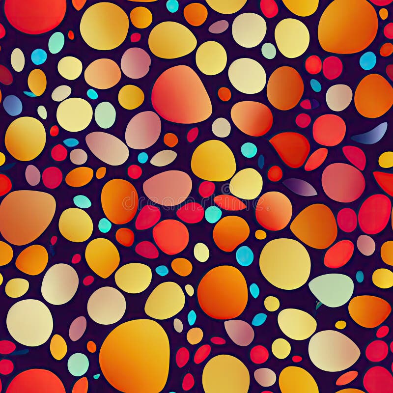 Seamless Pattern with Abstract Uneven Circles in 60s Colors. AI ...