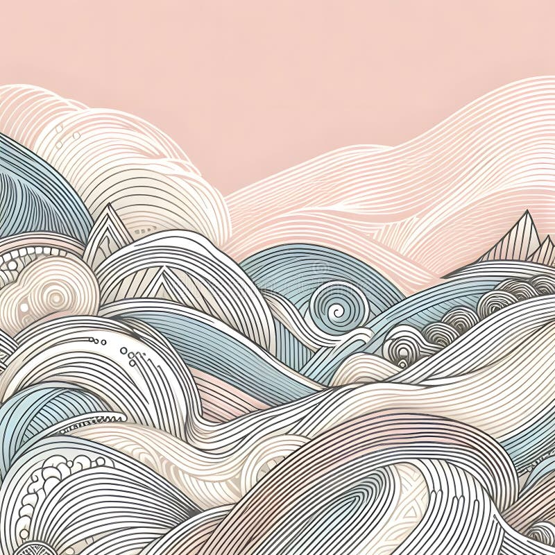 Seamless Pattern with Abstract Waves in Beige and Beige Colors Stock ...