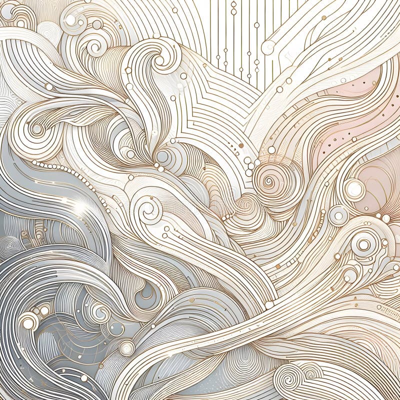 Seamless Pattern with Abstract Waves in Beige and Beige Colors Stock ...