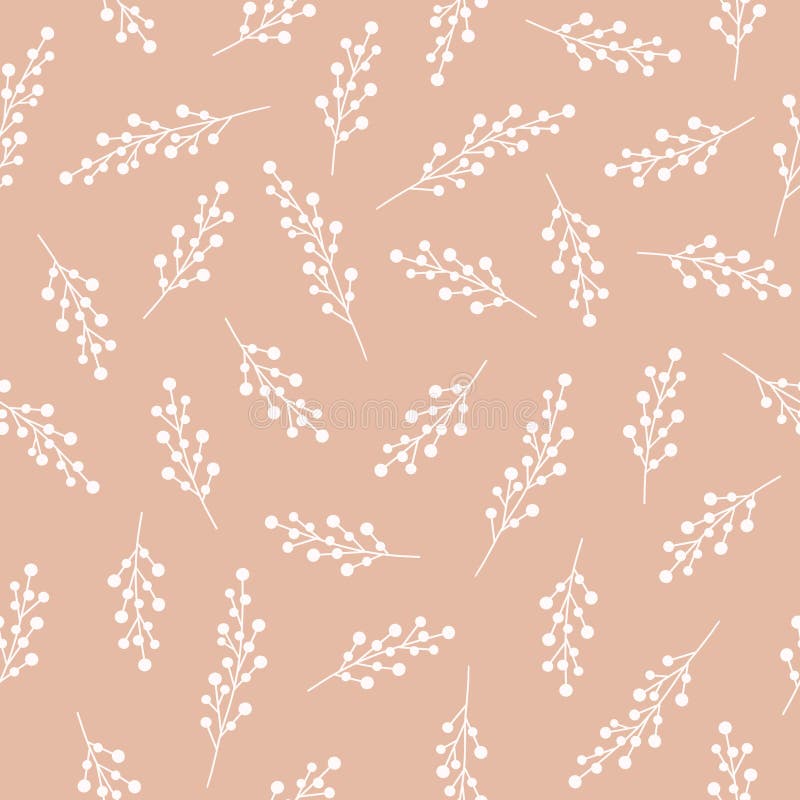 Seamless Pattern with Abstract White Branches with Round Leaves on a ...