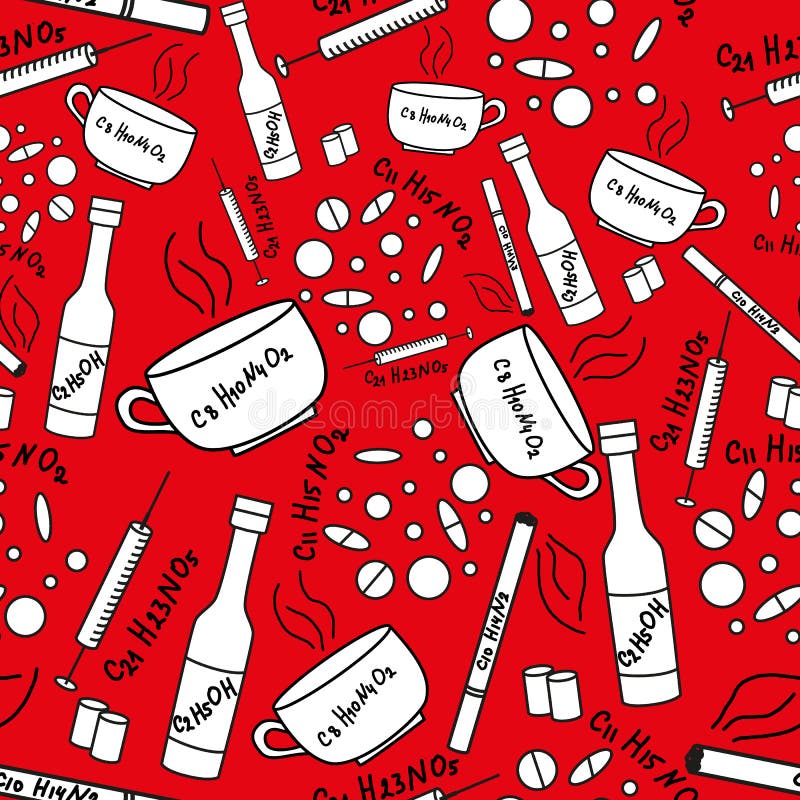 Seamless Pattern with Addiction and Drugs Stock Vector - Illustration ...